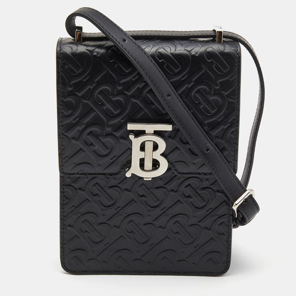 Burberry | Bags | Burberry Black Monogram Embossed Leather Robin ...